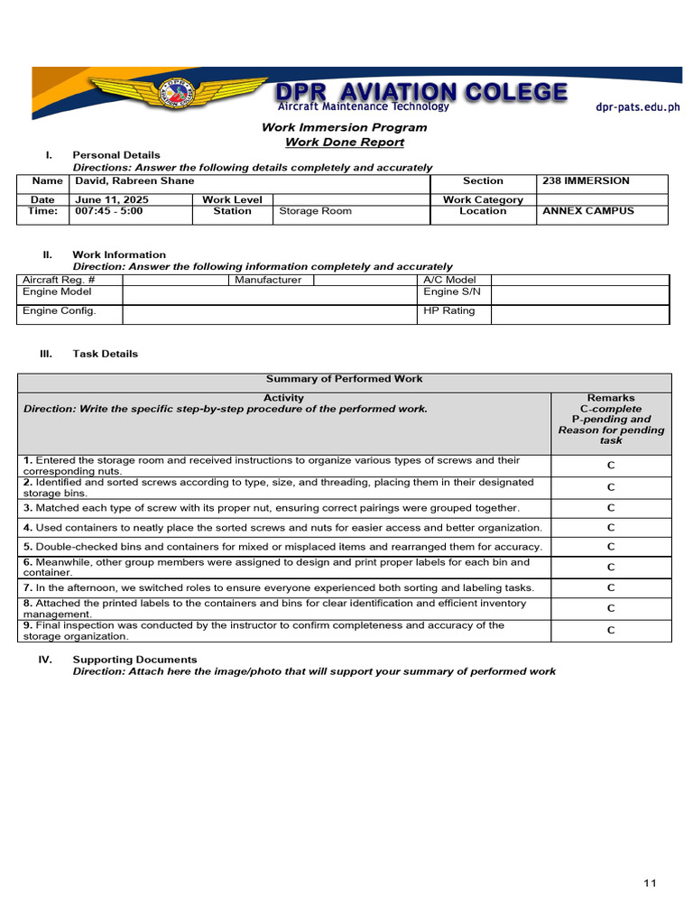Work Done Report Template DAY 06 | PDF