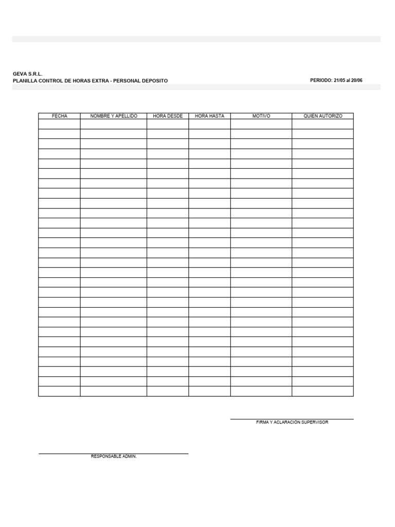 Horas Extra - Personal Deposito | PDF