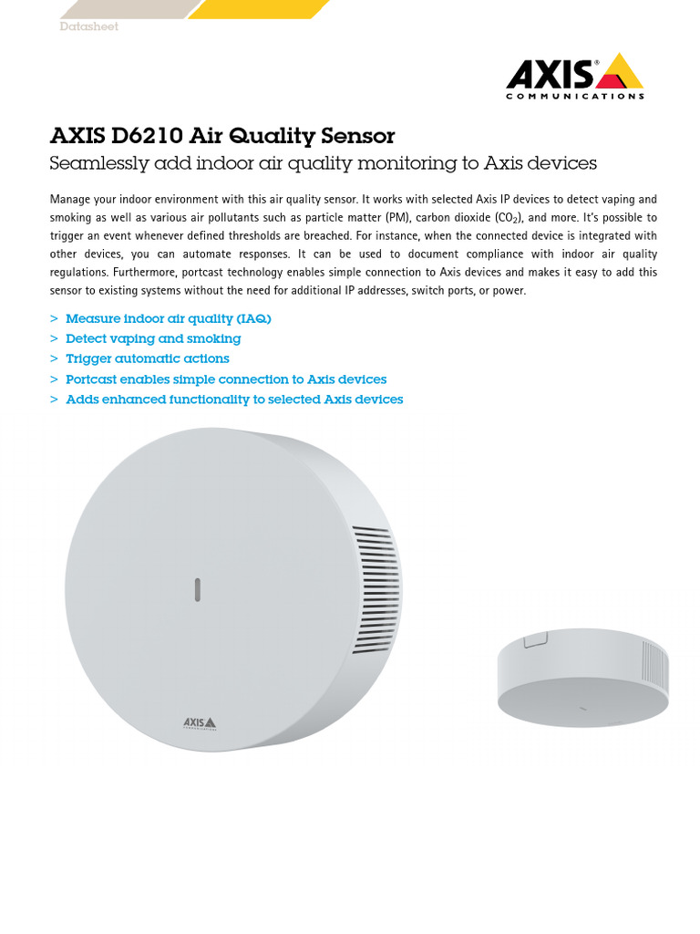 AXIS D6210 Air Quality Sensor Overview | PDF | Air Pollution | Sensor