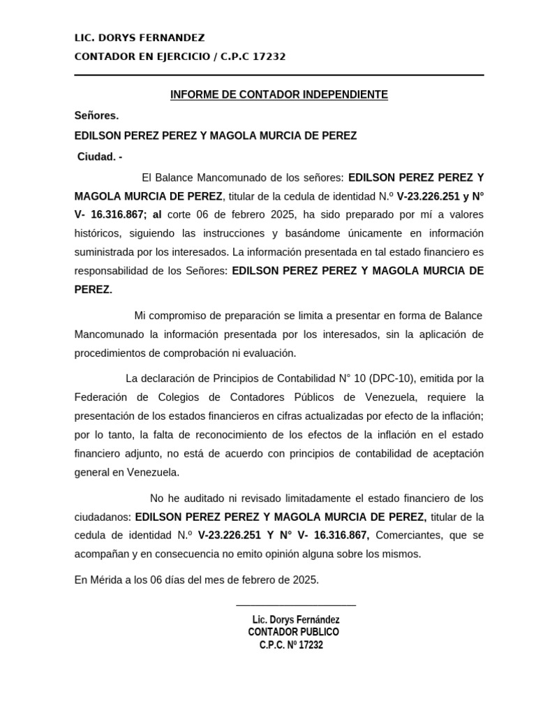 Balance Mancomunado Magola | PDF | Estado financiero | Contabilidad