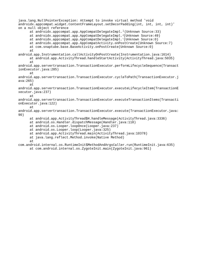 Fixing NullPointerException in Android | PDF
