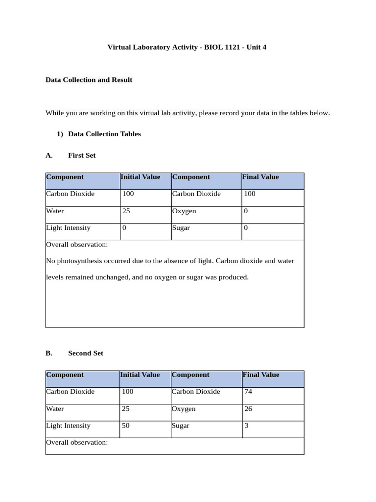Experiment 3 - Data Collection and Result (2) | PDF | Photosynthesis ...