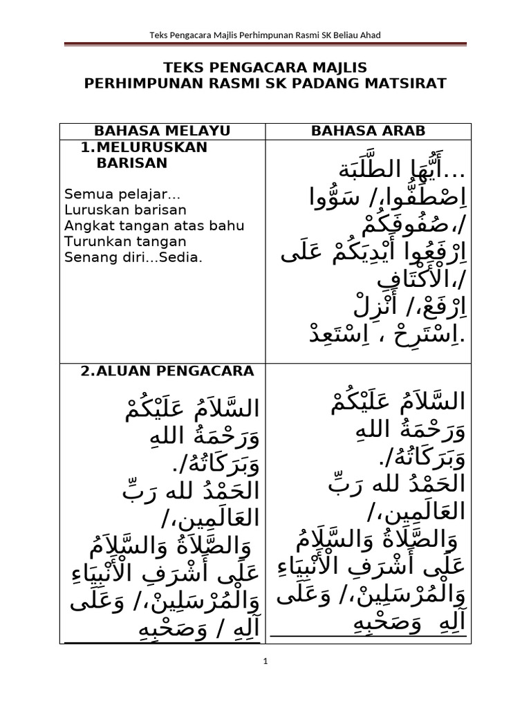 Teks MC Bahasa Arab | PDF