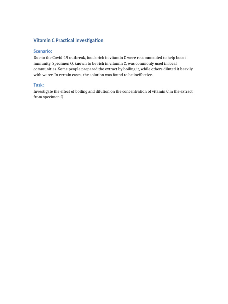 Vitamin C Investigation Task | PDF