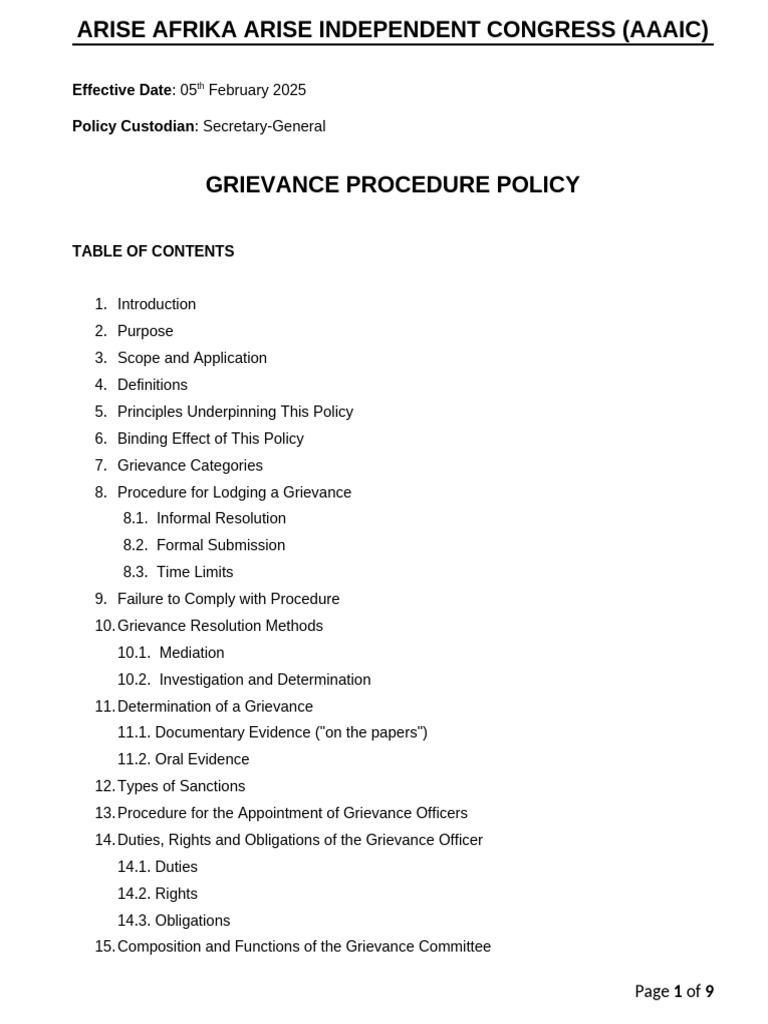 AAAIC Grievance Policy PDF | PDF | Mediation | Justice