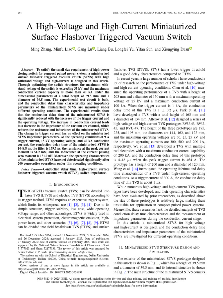 A High-Voltage and High-Current Miniaturized Surface Flashover ...