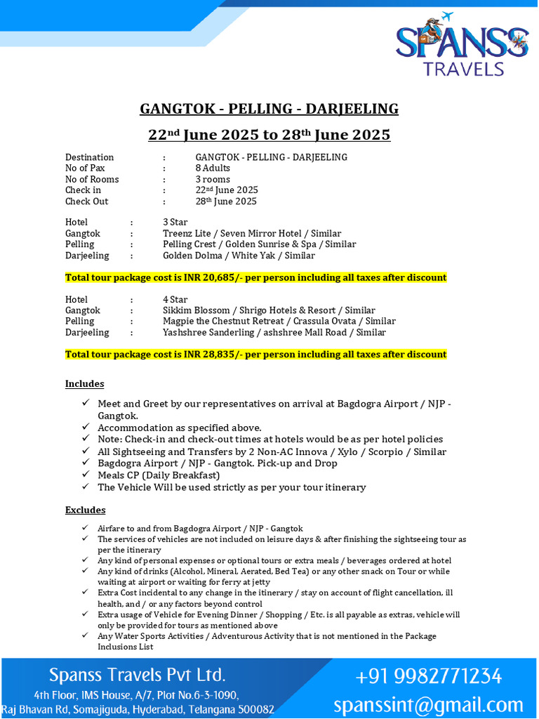 Pelling Tour Package: June 2025 | PDF