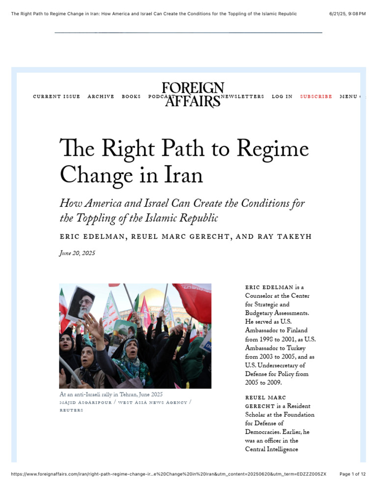 Iran Regime Change: U.S. & Israel's Strategy | PDF
