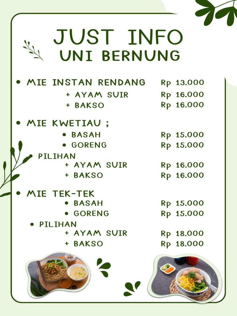 Hijau Muda Simpel Estetik Menu Kedai Bakso | PDF