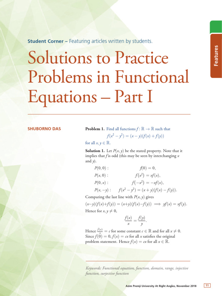 Solutions Functional Equations Part 1 | PDF | Inequality (Mathematics) | Mathematical Relations