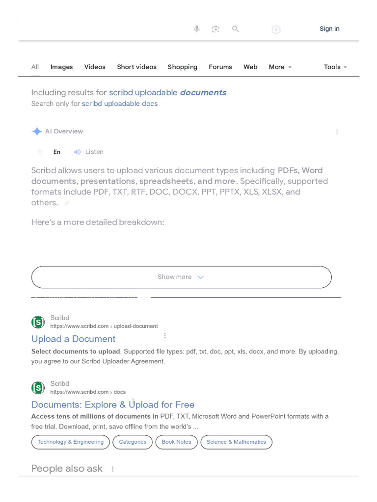 Scribd Document Upload Formats | PDF | Scribd | Microsoft Power Point