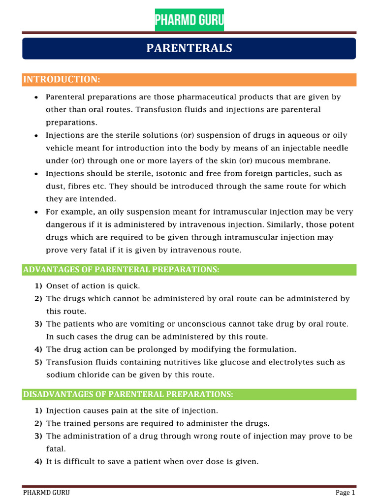 Parenterals. | PDF