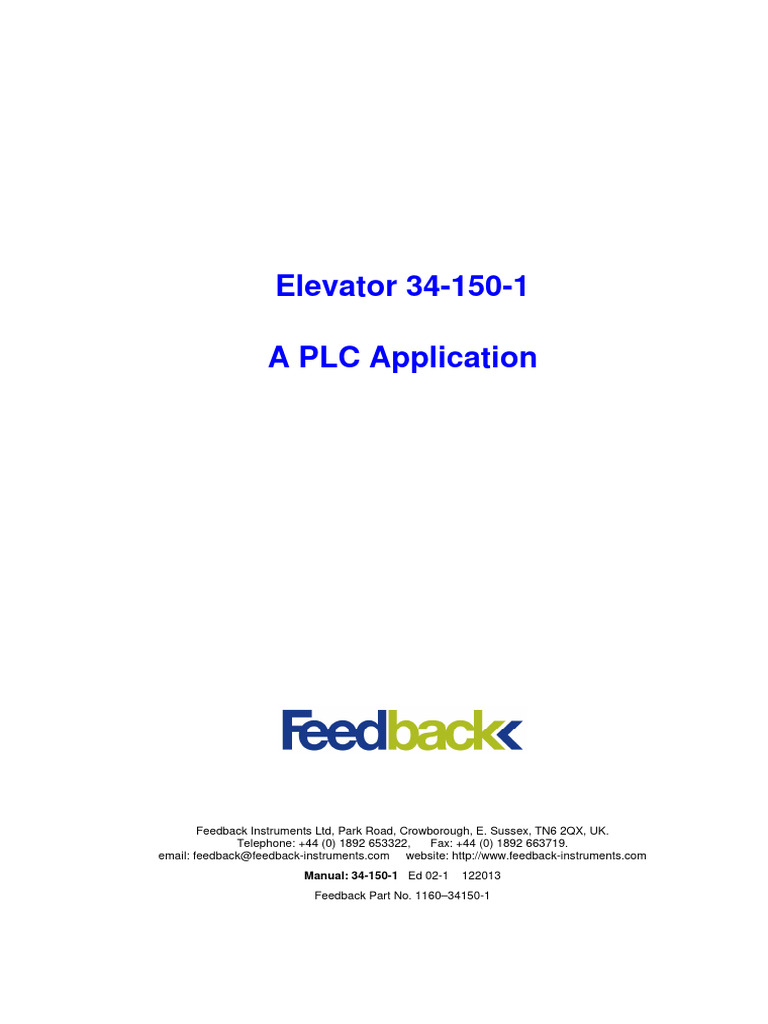 34-150-1 Elevator Manual Ed 02-1 | PDF | Programmable Logic Controller | Ip Address