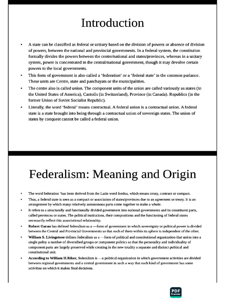 Federalism Comparative Politics | PDF