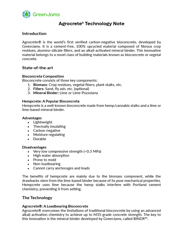 Agrocrete Technology Note | PDF | Cement | Concrete