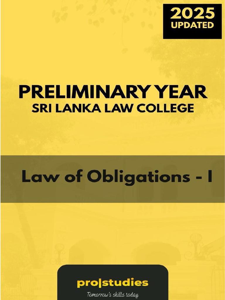 Laws of Obligations 1 Preliminary Year Note 2025 | PDF | Offer And Acceptance | Consideration