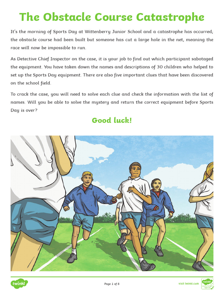 The Obstacle Course Catastrophe Sports Day - SPaG Problem-Solving ...