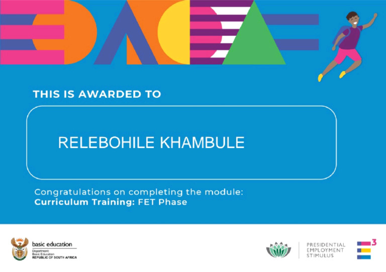 Relebohile Khambule - Curriculum Training, FET Phase | PDF