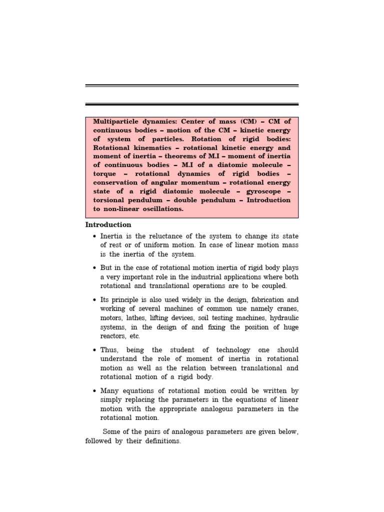 Unit 1 (Physics) | PDF | Rotation Around A Fixed Axis | Quantity