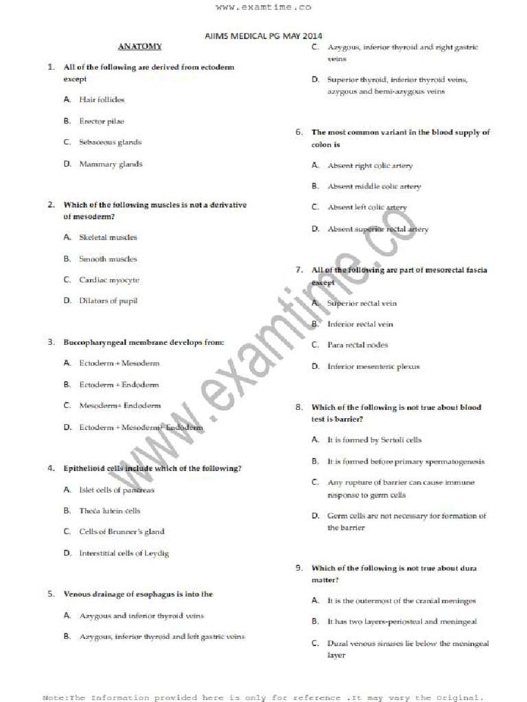 (Medicalstudyzone - Com) AIIMS Medical PG Exam May 2014 Solved Question ...