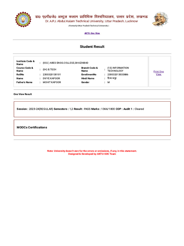 1st Year Result | PDF