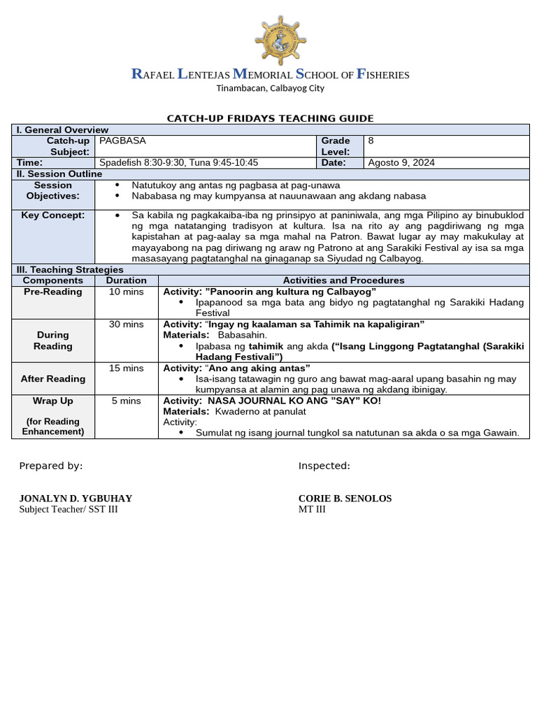 TG Fil - AUGUST 9 | PDF