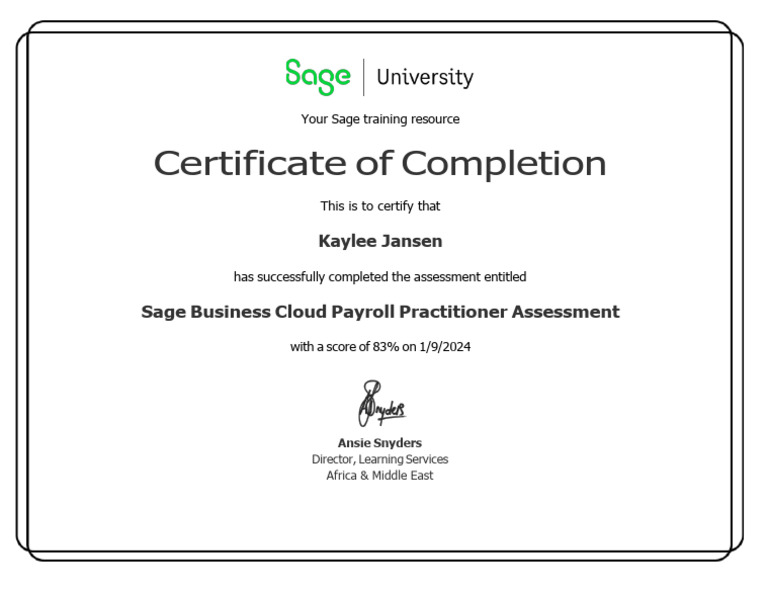 Sage Payroll Practitioner Certificate | PDF