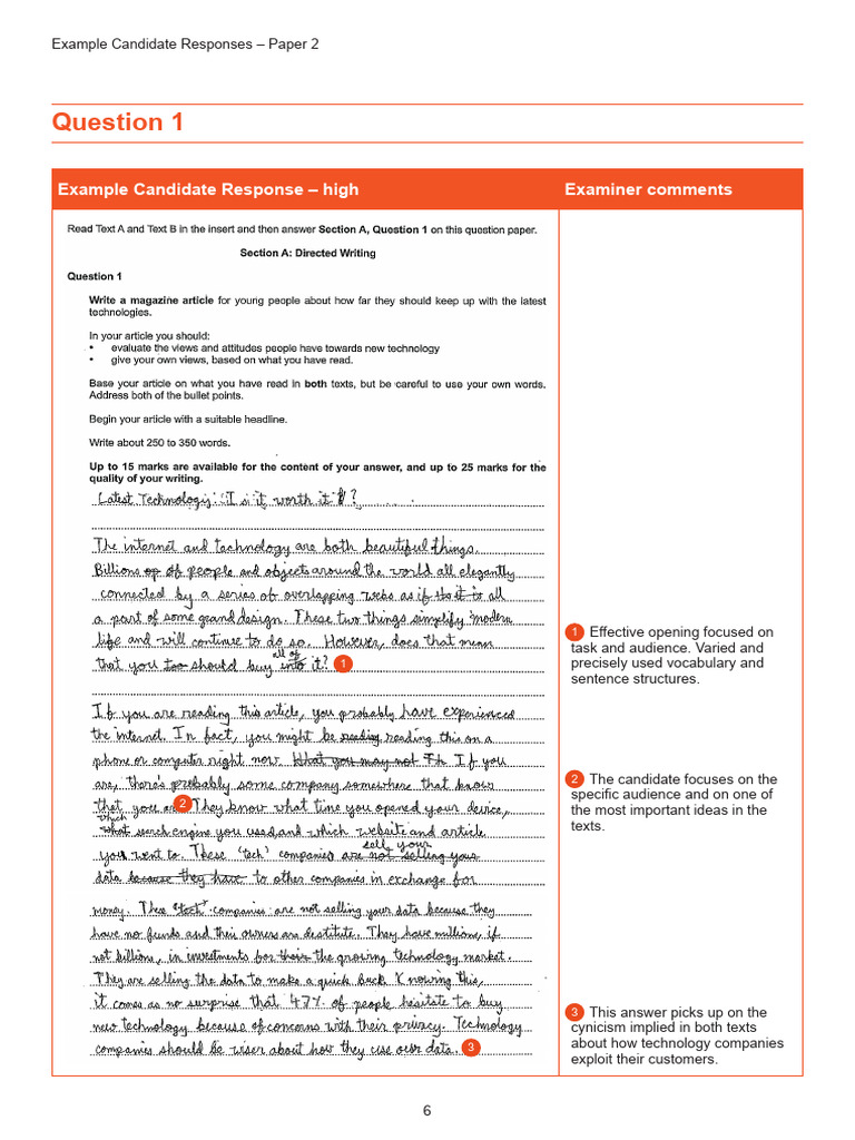 Igcse 500 Paper 2 Student Samples | PDF | Human Communication | Cognition