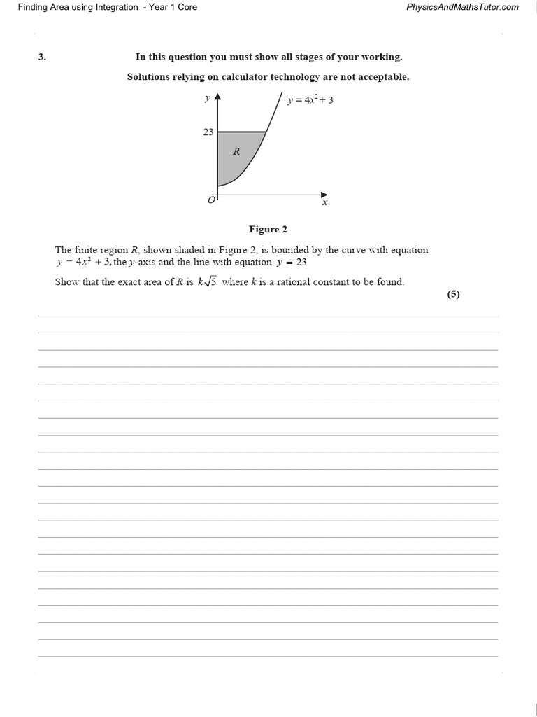 Finding Area Using Integration QP - Year 1 Core Edexcel Maths A-Level ...