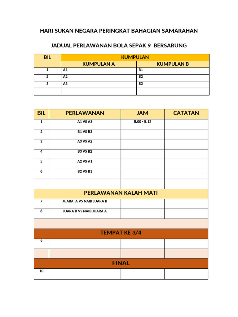 JADUAL PERLAWANAN | PDF