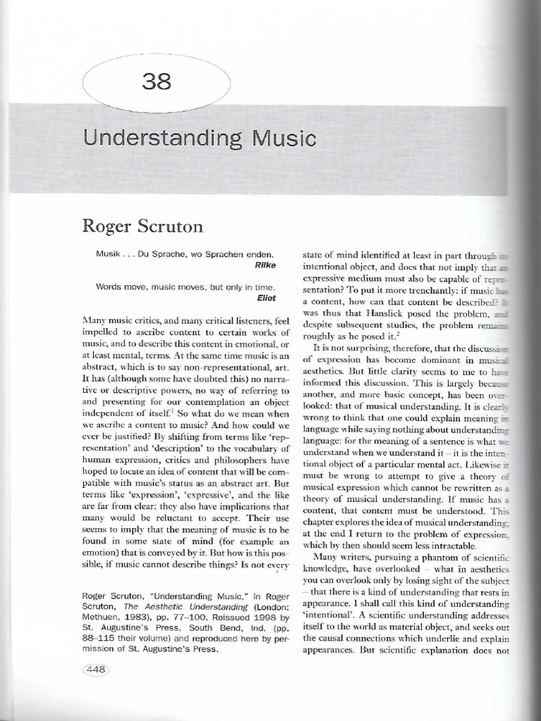 Roger Scruton - Understanding Music | PDF
