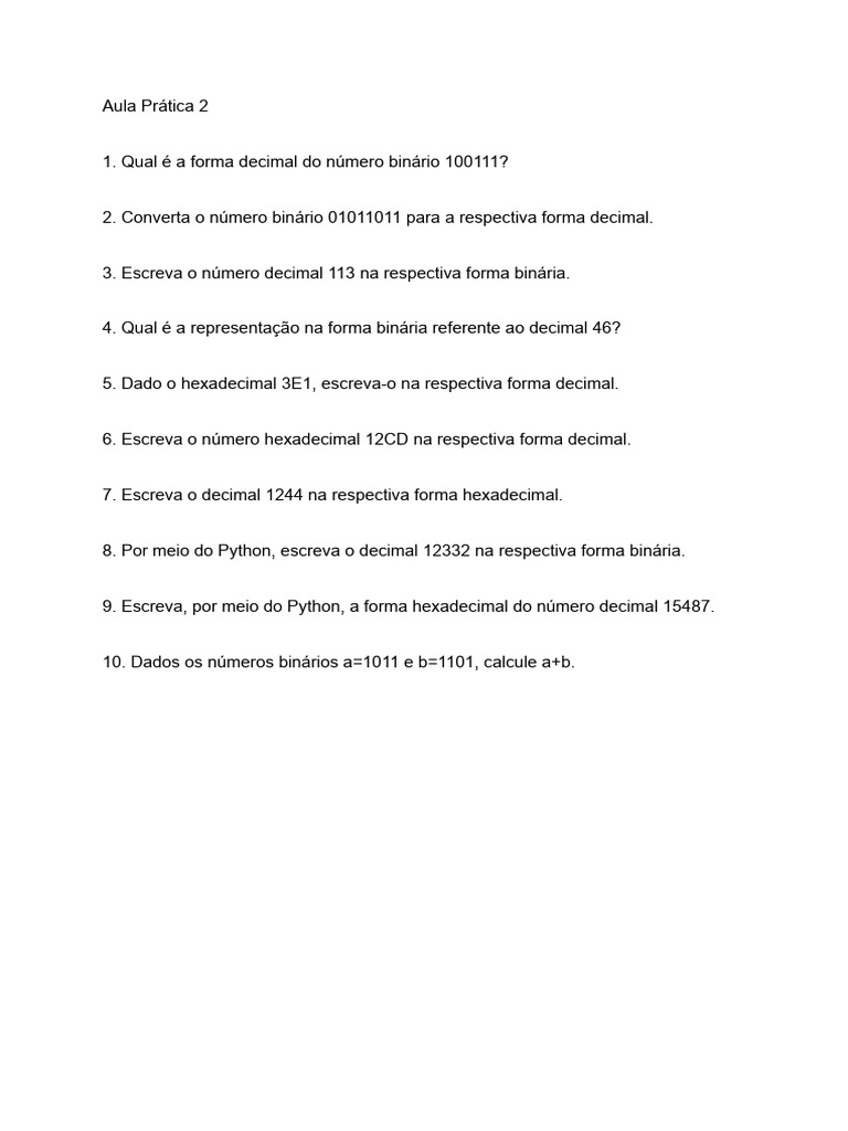 Exercicio Aula 2 | PDF