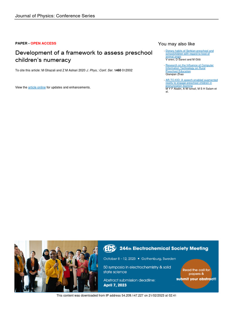 Preschool Numeracy Assessment Framework | PDF | Mathematics | Preschool