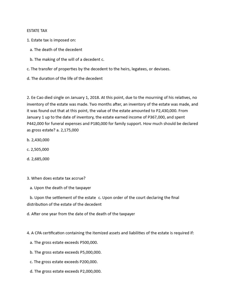Estate Tax Overview and Calculations | PDF | Estate Tax In The United ...