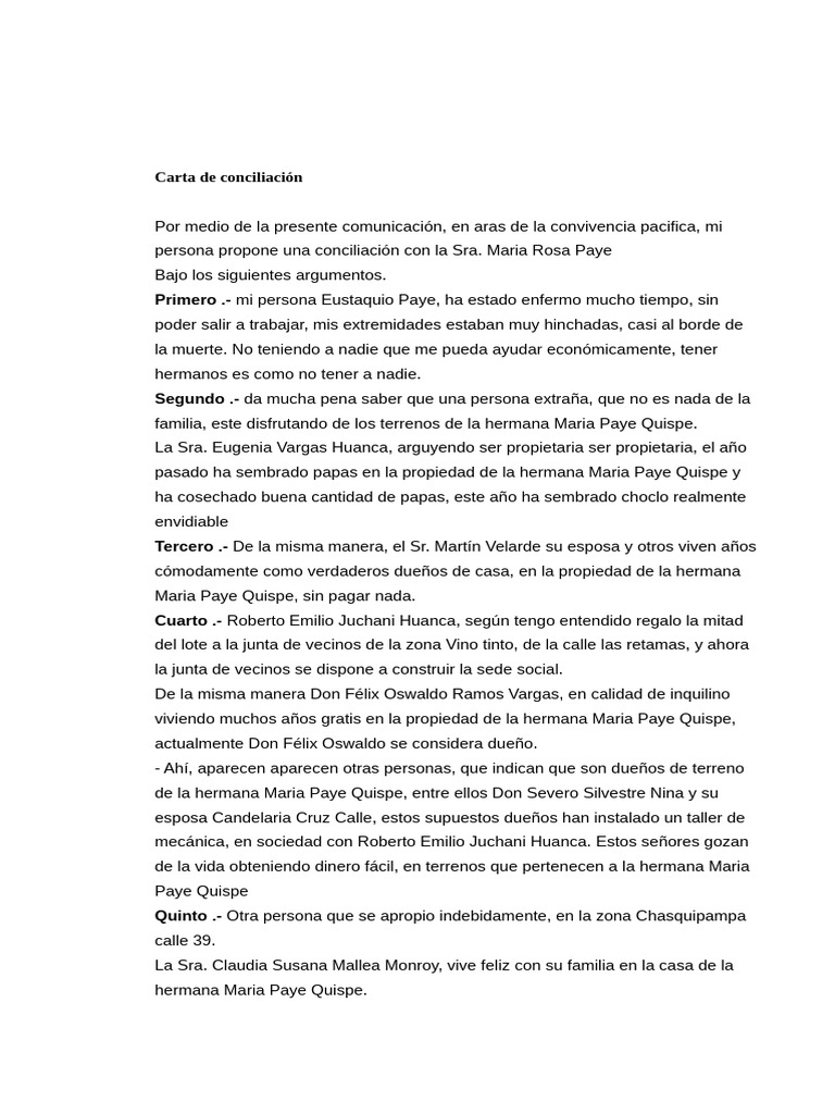 Carta de Conciliación | PDF