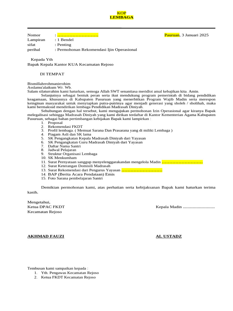 Contoh Proposal Perpanjangan Ijop | PDF