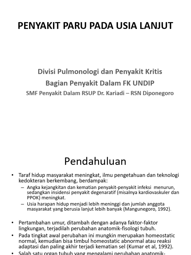 Penyakit Paru pada Usia Lanjut: Analisis dan Faktor Risiko | PDF