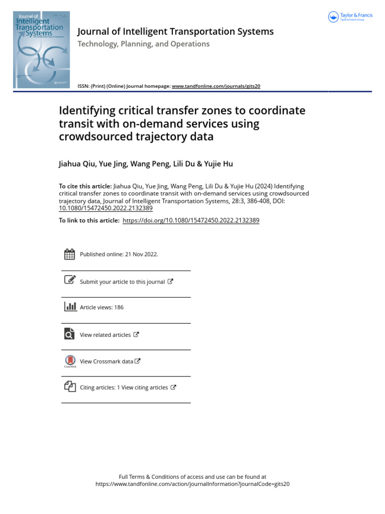 Identifying Critical Transfer Zones To Coordinate Transit With On ...