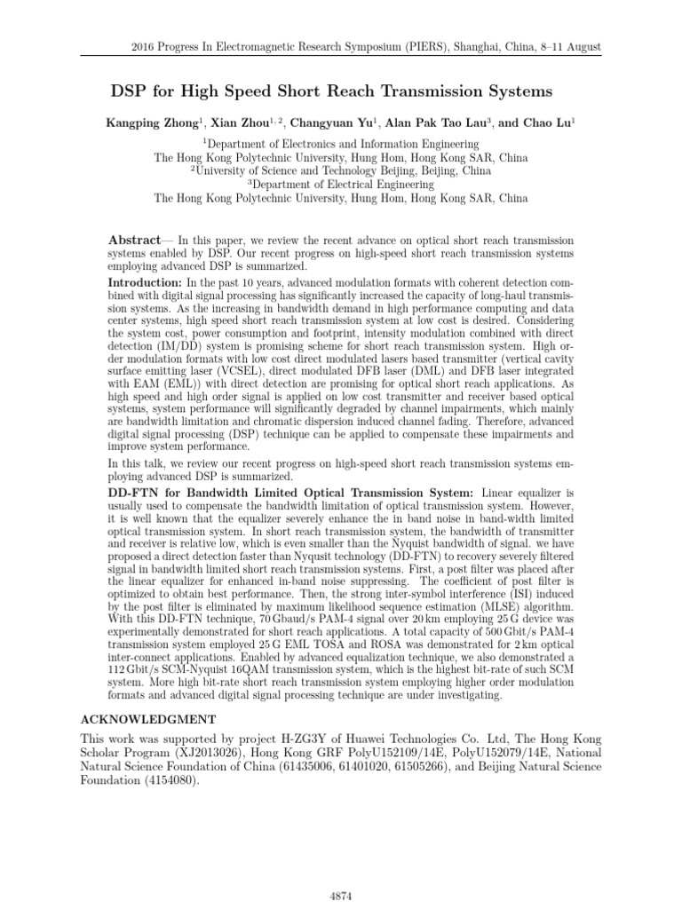 DSP Advances in Short Reach Systems | PDF | Laser | Digital Signal ...