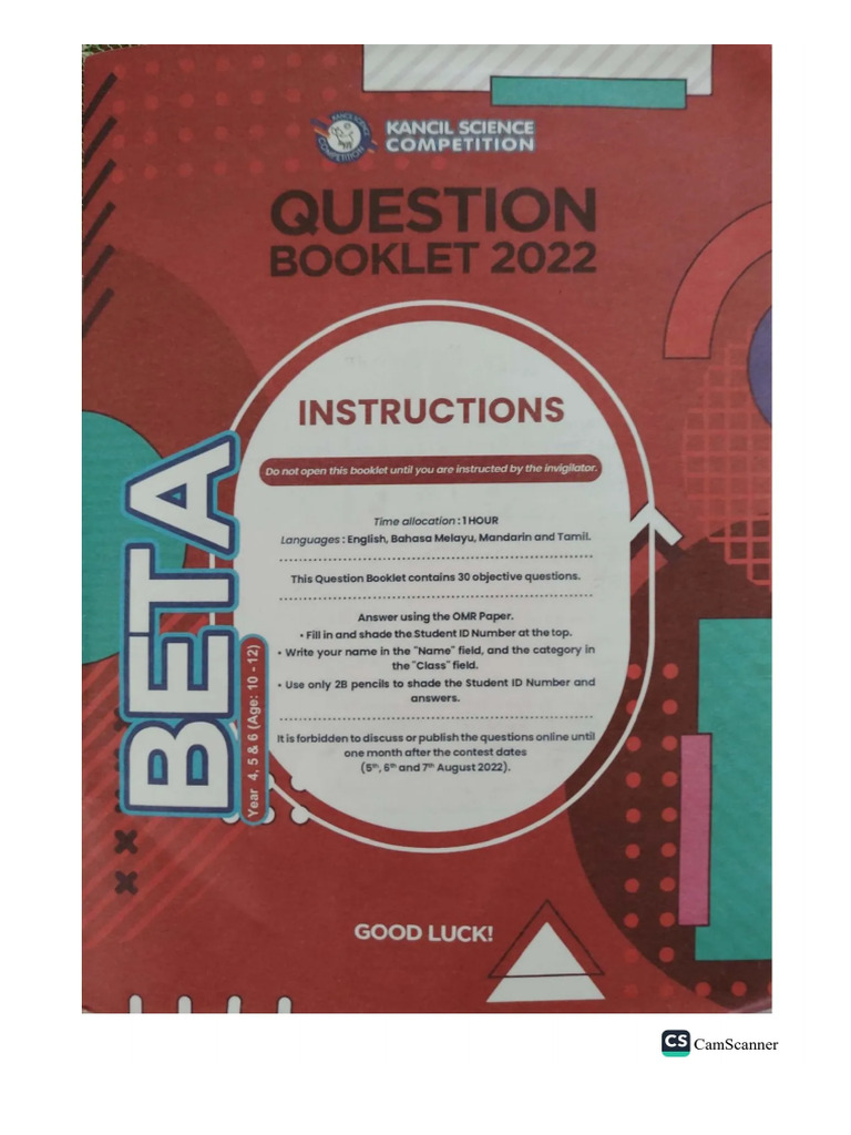 Kancil Science Competition Exam Paper 2022 - Flipbook by Vani Menon ...