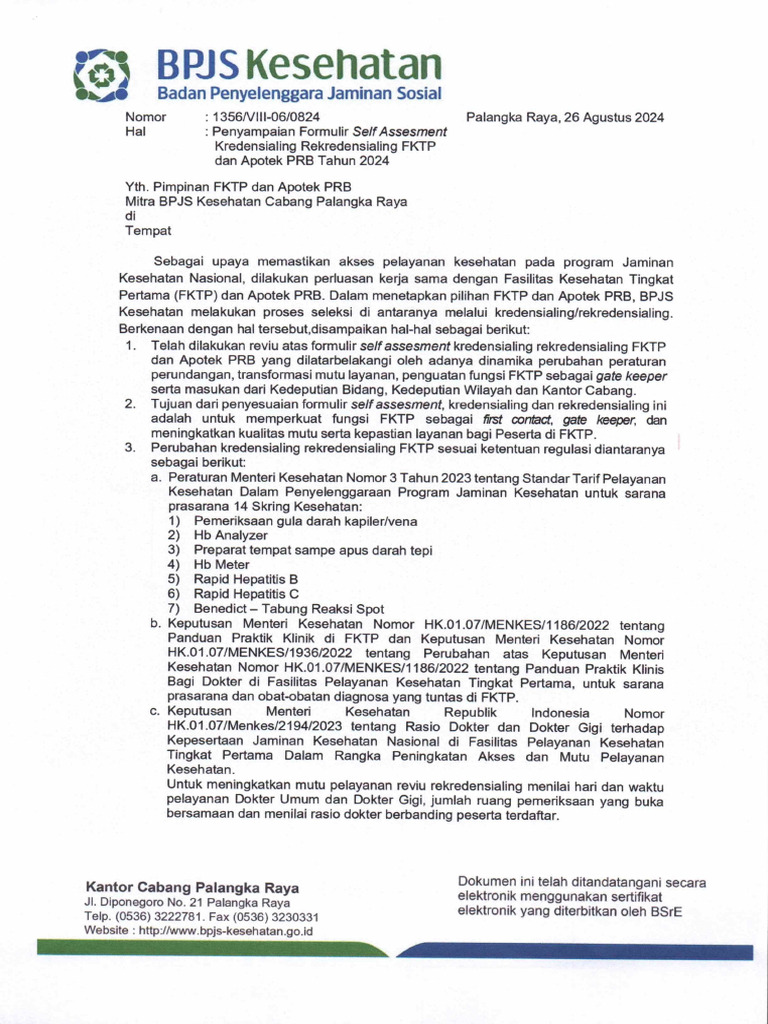 1356 Penyampaian Form Kredensialing Rekredensialing FKTP Dan Apotek | PDF