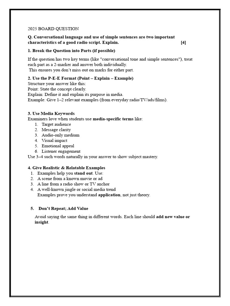 2025 Board Question - Chapter Radio | PDF | Cognition | Communication