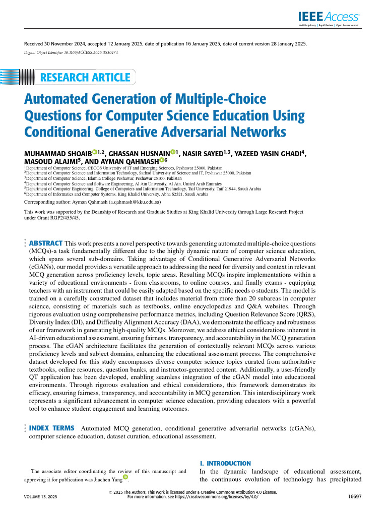Automated Generation of Multiple-Choice Questions For Computer Science Education Using ...