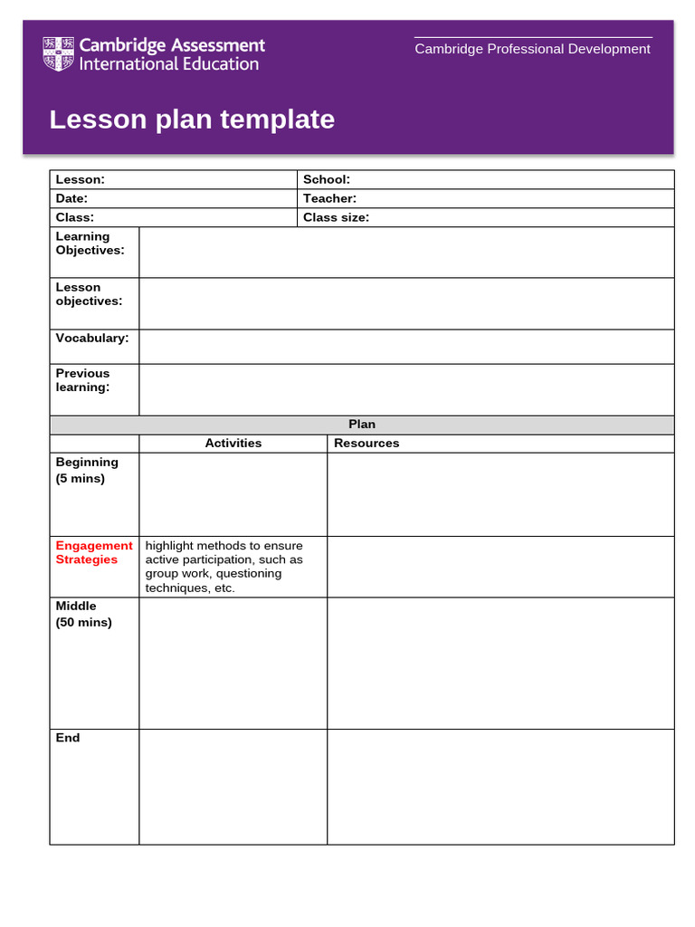 Comprehensive Lesson Plan Template | PDF