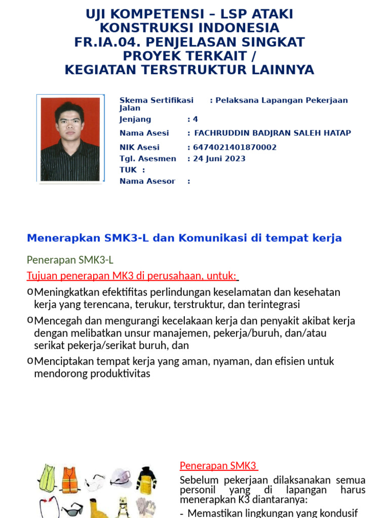 Fachruddin Pelaksana Lapangan Pekerjaan Jalan j4 | PDF