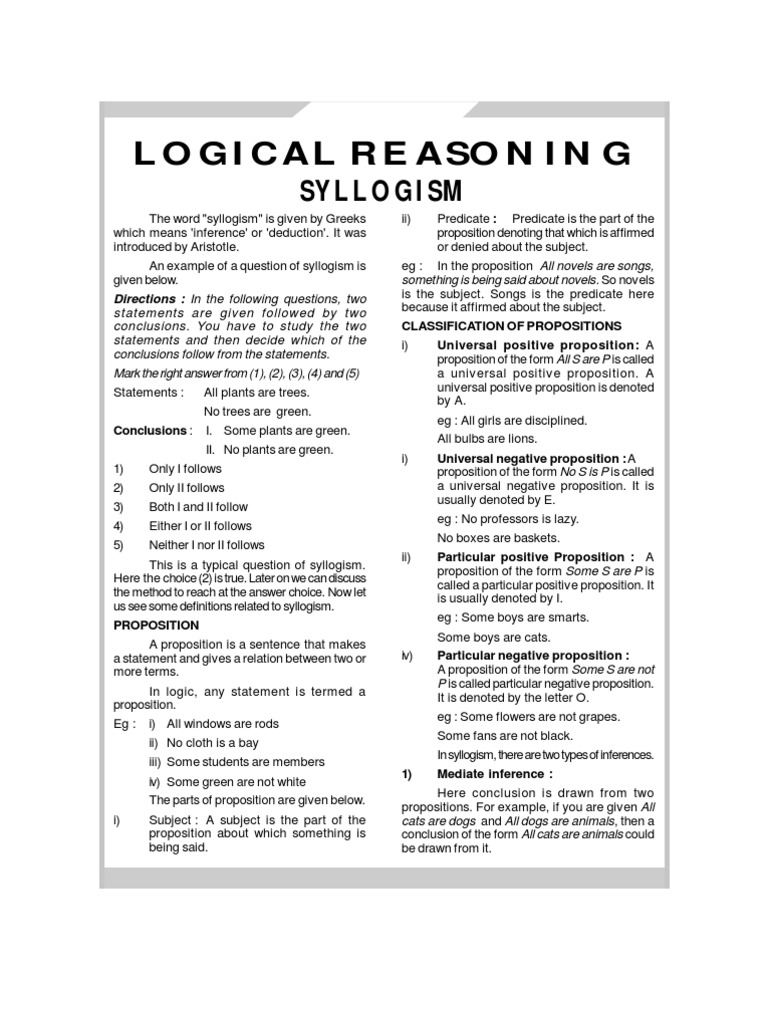 Understanding Syllogism and Propositions | PDF | Language Arts ...