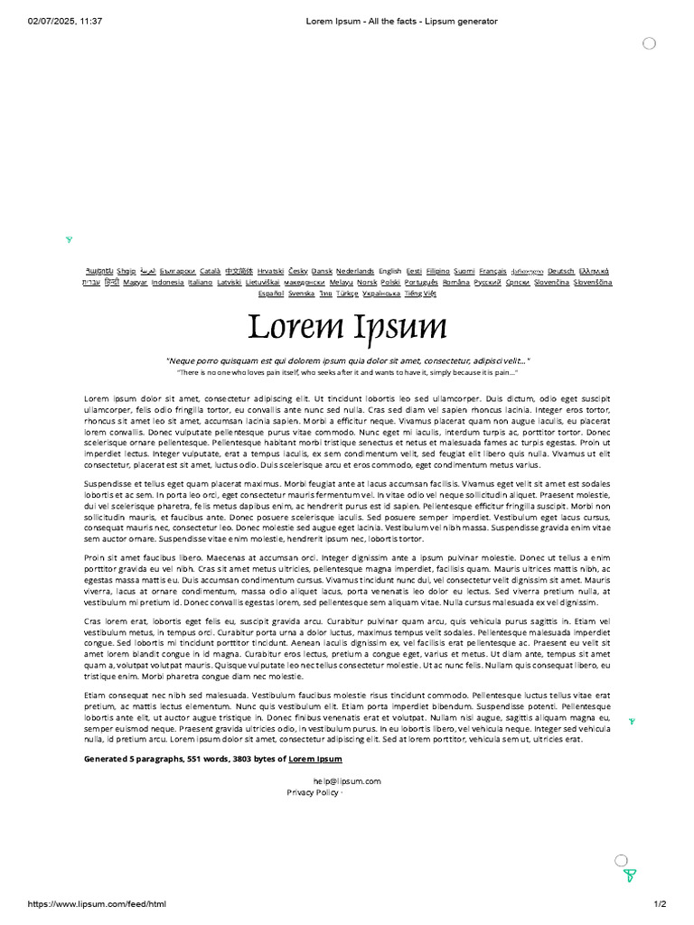 Lorem Ipsum - All The Facts - Lipsum Generator | PDF