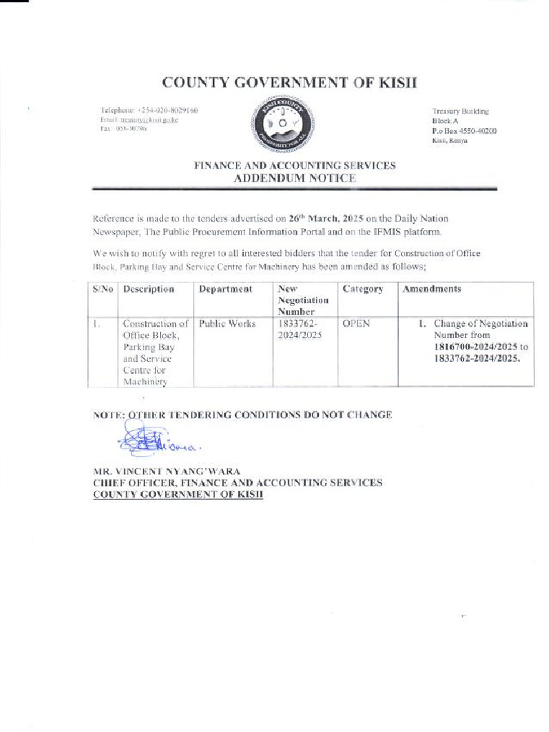 Office Block Parking Bay Addendum Notice | PDF