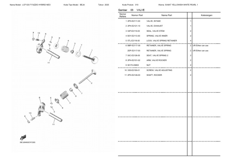 Lcf125-f Fazzio Hybrid Neo Valve | PDF | Vehicle Technology | Vehicle Parts