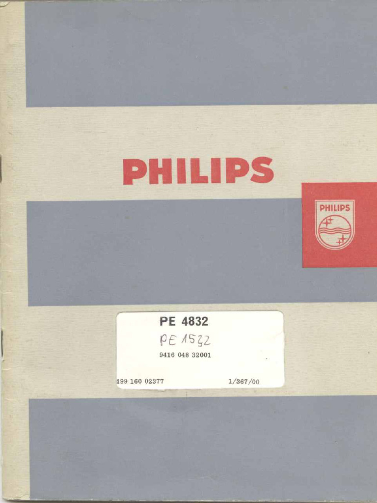 Philips Pe 4832 1532 0.140v, 130.270v, 260.400v, 390.500v 600ma 0.-85v ...
